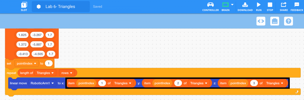 VEX Workcellv1 - Using an End Effector - Lab 6 - Use a Repeat Loop